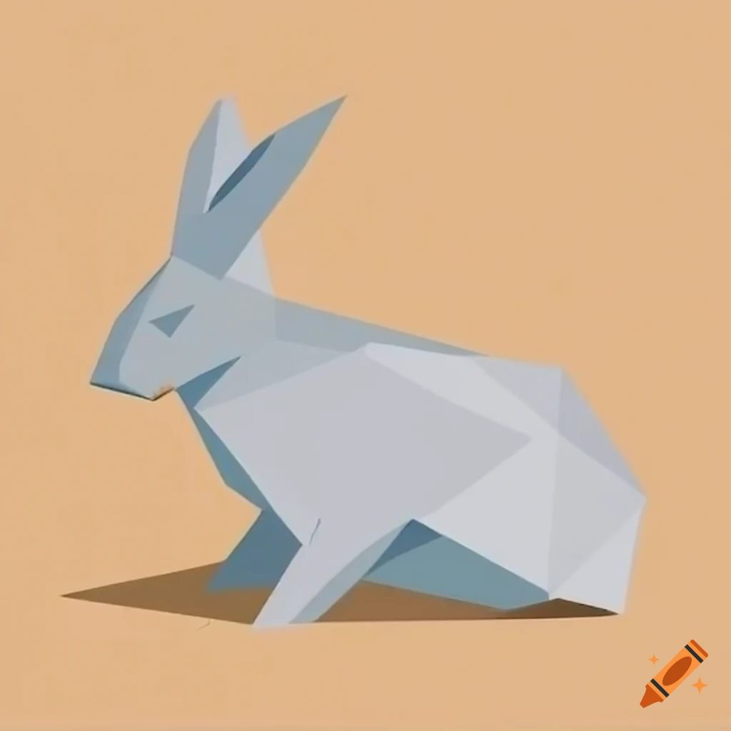 Line art of a low poly rabbit in origami style on Craiyon