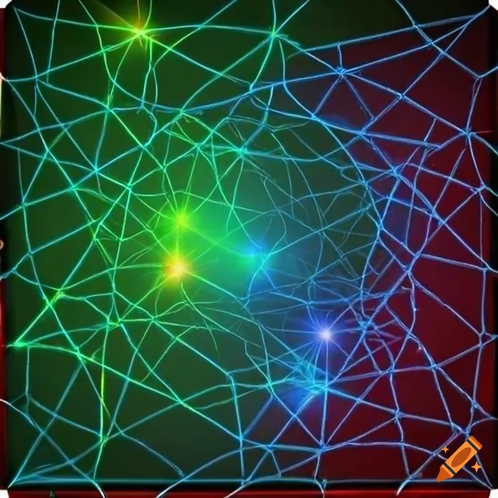 Nebula with colorful stars connected by wires