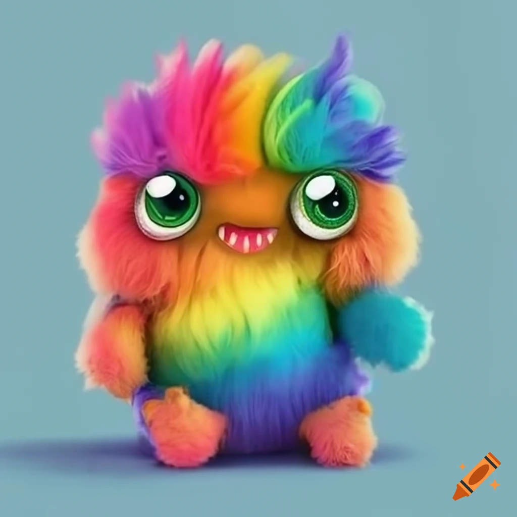 Adorable fluffy rainbow monster on Craiyon