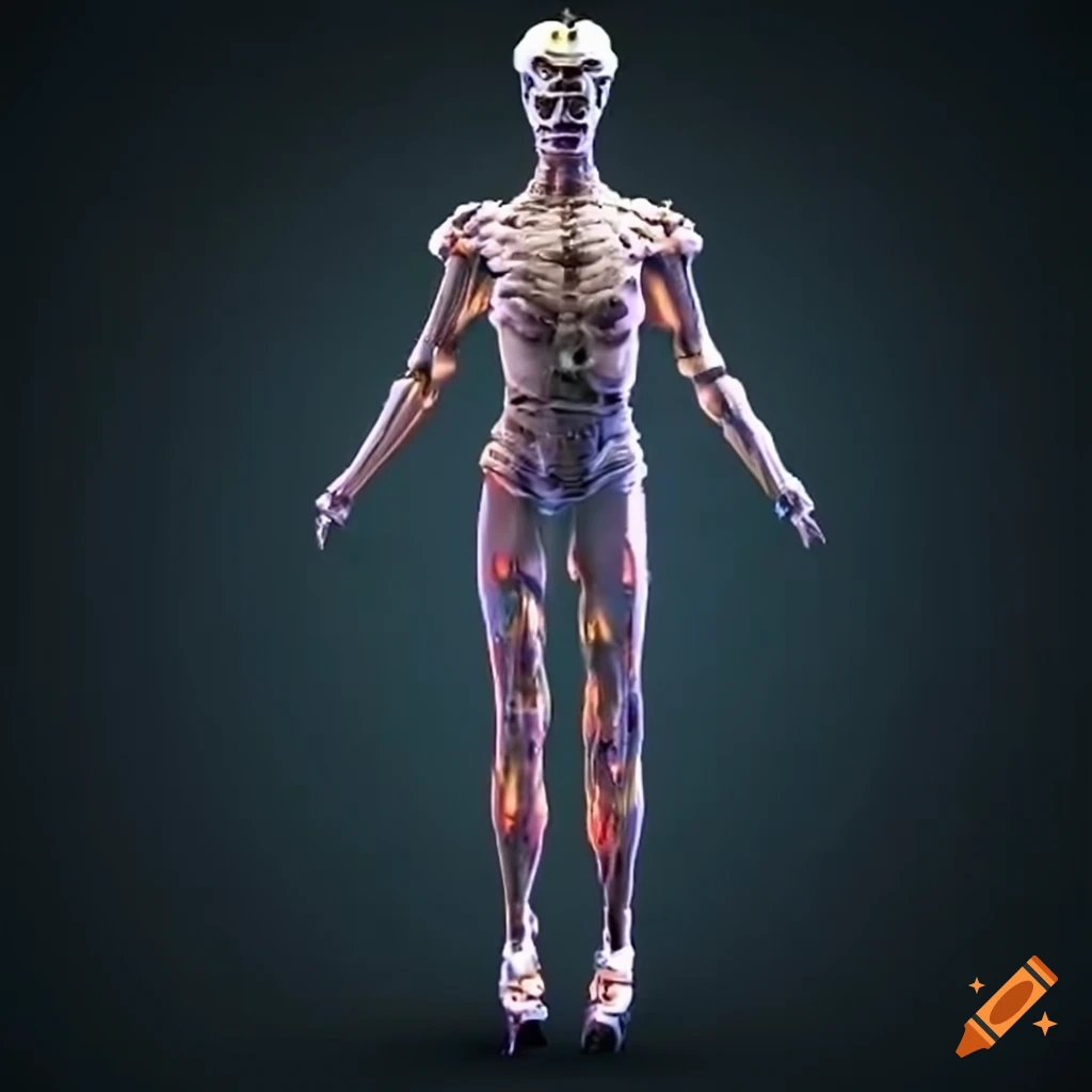 Artistic representation of a futuristic android with intricate ...