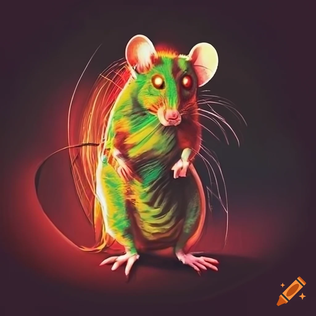 Illustration of a radioactive rat on Craiyon