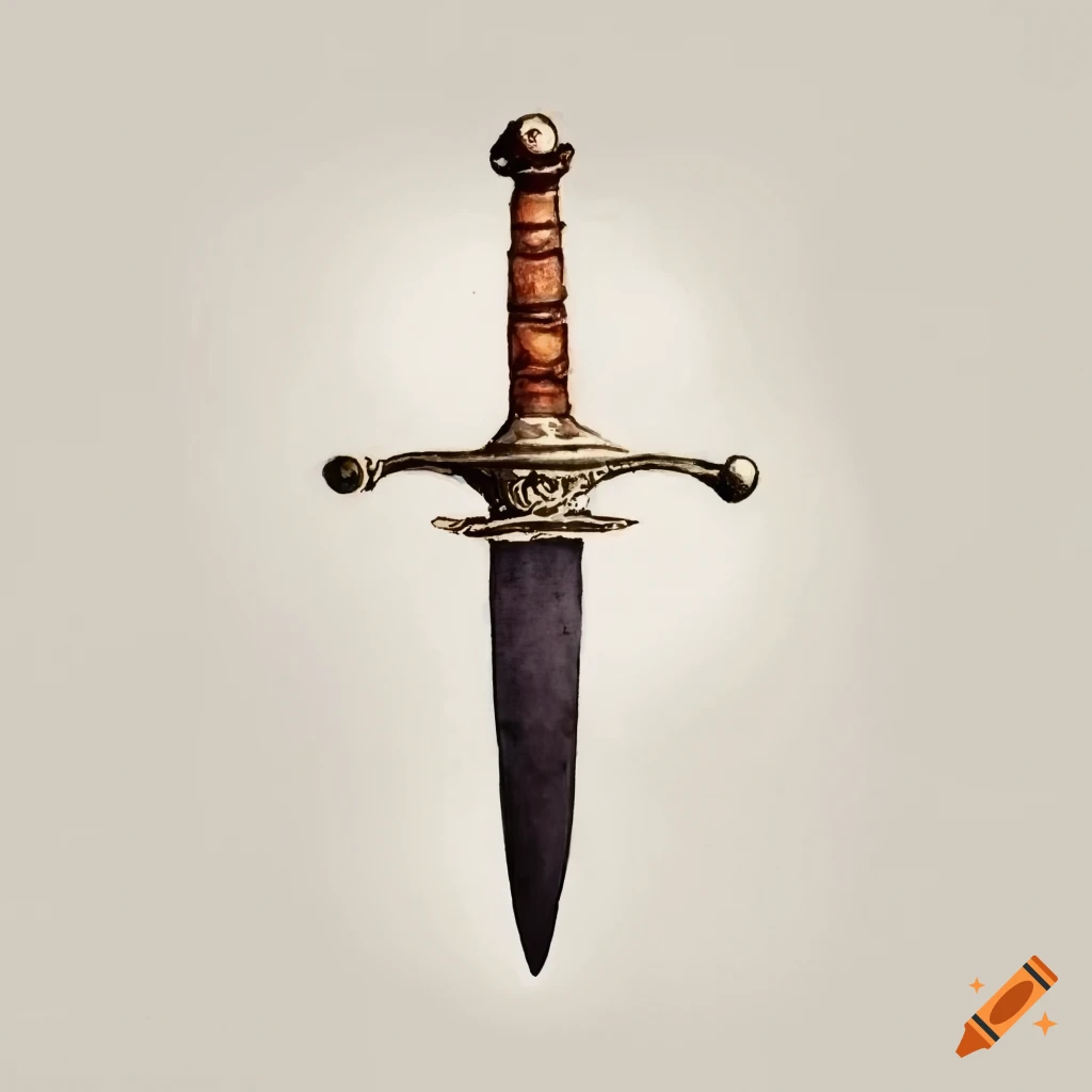 Watercolor of a medieval dagger artwork on Craiyon
