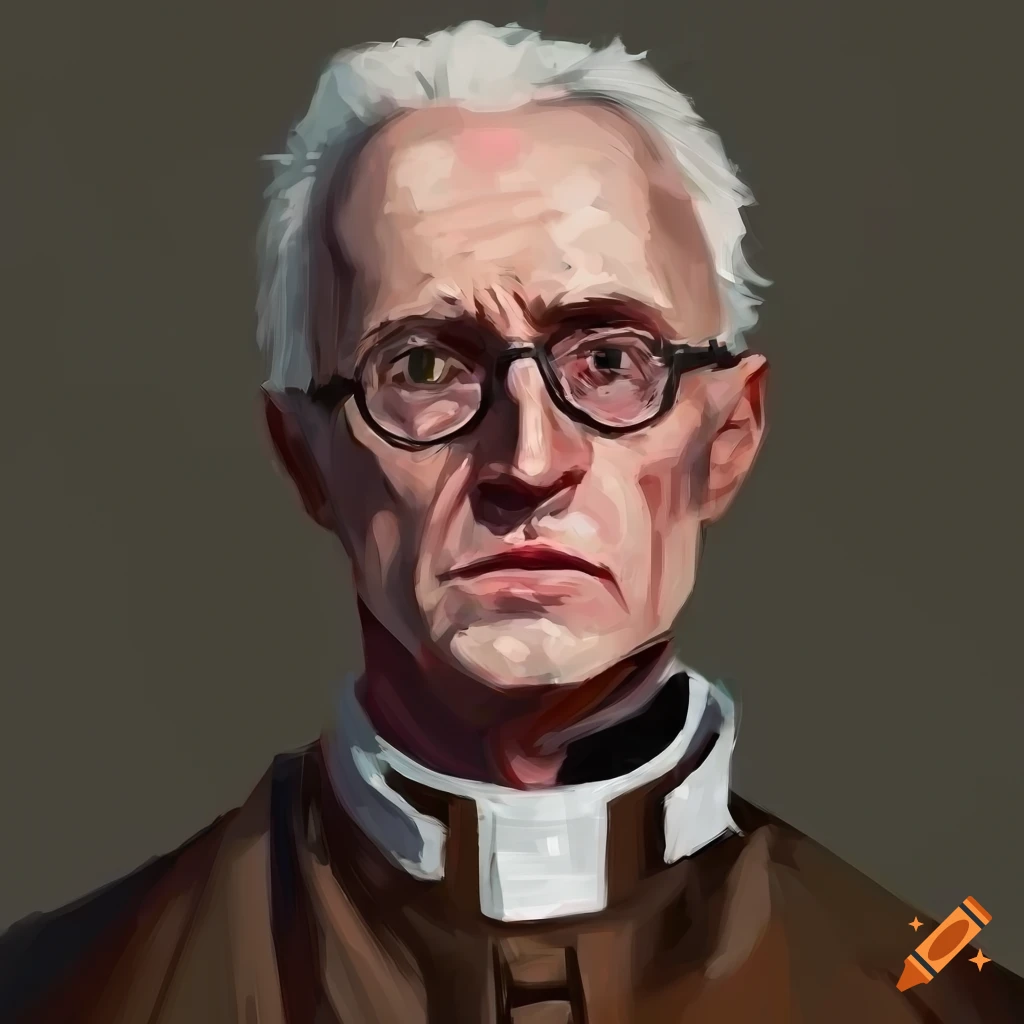 Portrait of actor John Slattery as a catholic priest on Craiyon