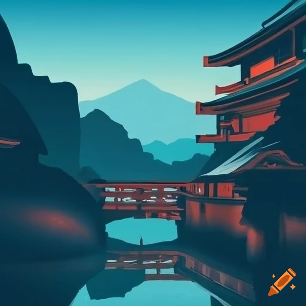 Abstract landscape of japan on Craiyon