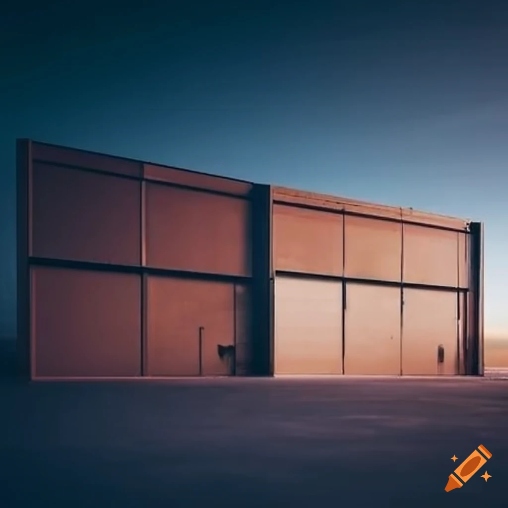 Minimalist modern industrial warehouse exterior on Craiyon