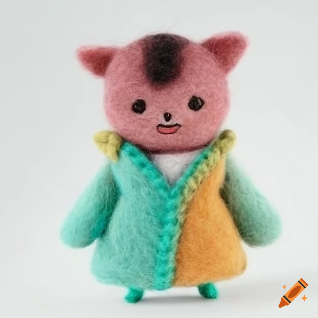Cute japanese creatures in traditional felted wool costumes on Craiyon