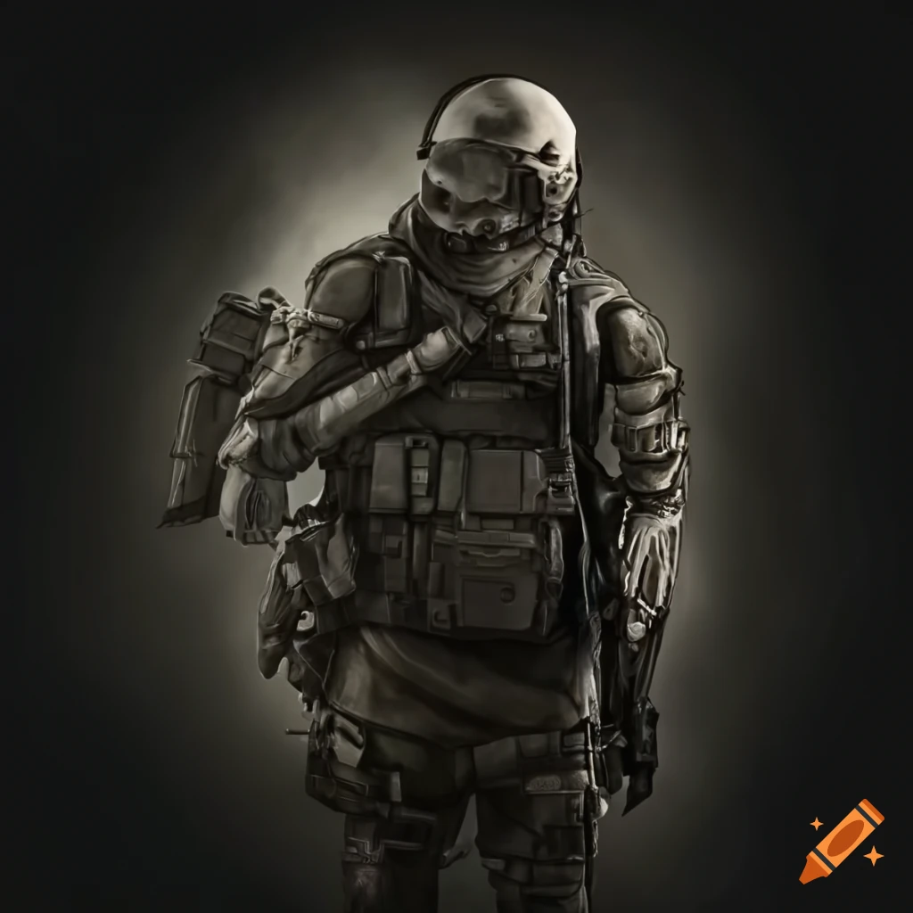 Image of an armored skeleton in special forces attire on Craiyon