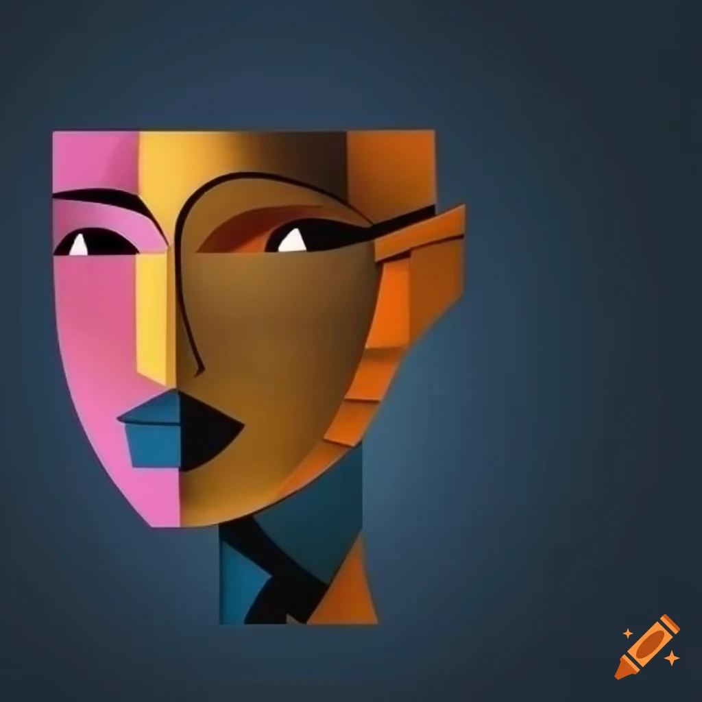 Minimalist cubist head artwork on Craiyon