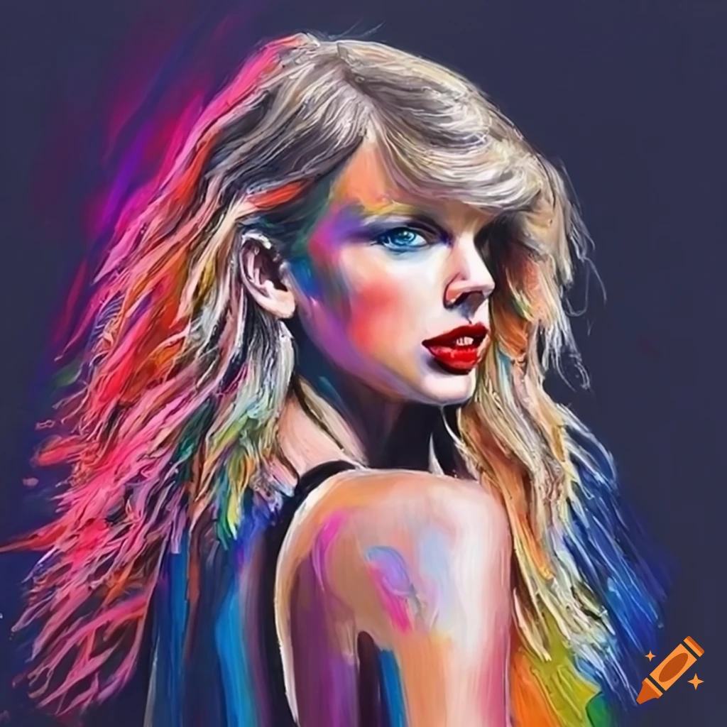 Vibrant oil painting of Taylor Swift on Craiyon