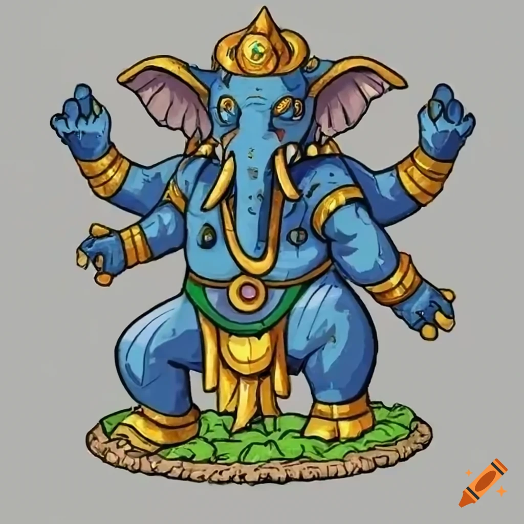 Artwork of a powerful elephant god with four arms on Craiyon