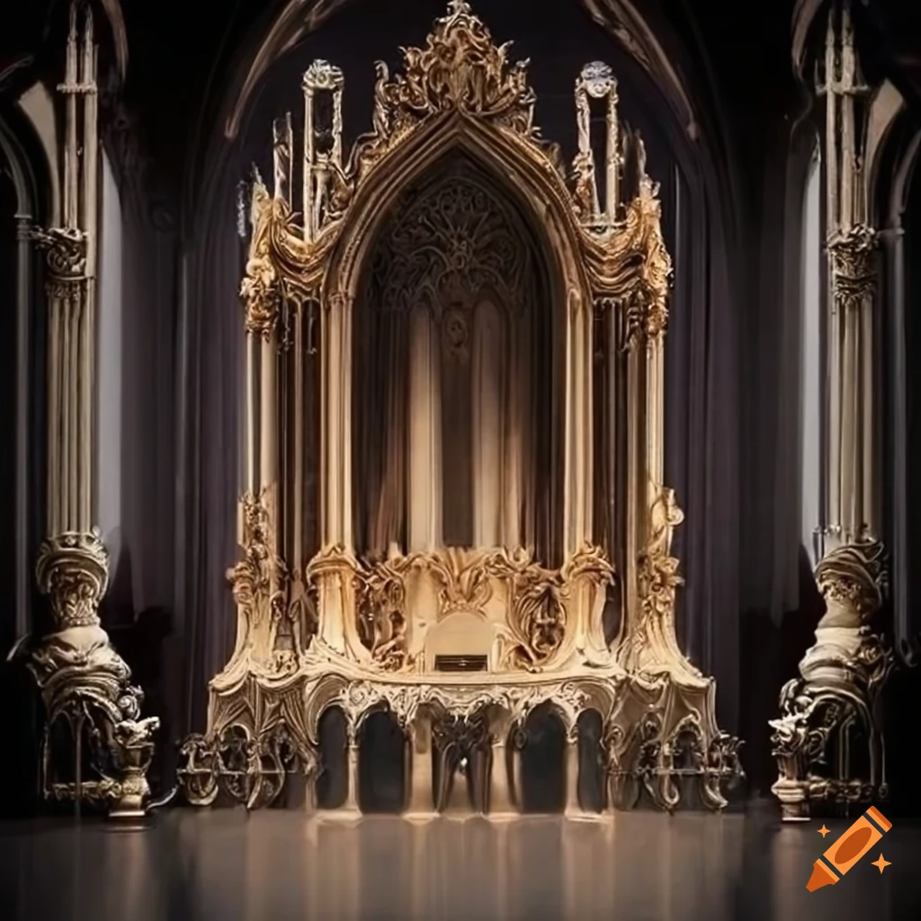 Elegant rococo gothic altar in a hall on Craiyon