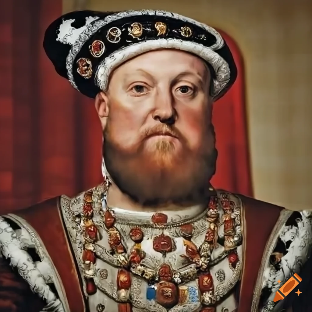 Photo realistic portrait of Henry VIII in a royal palace on Craiyon