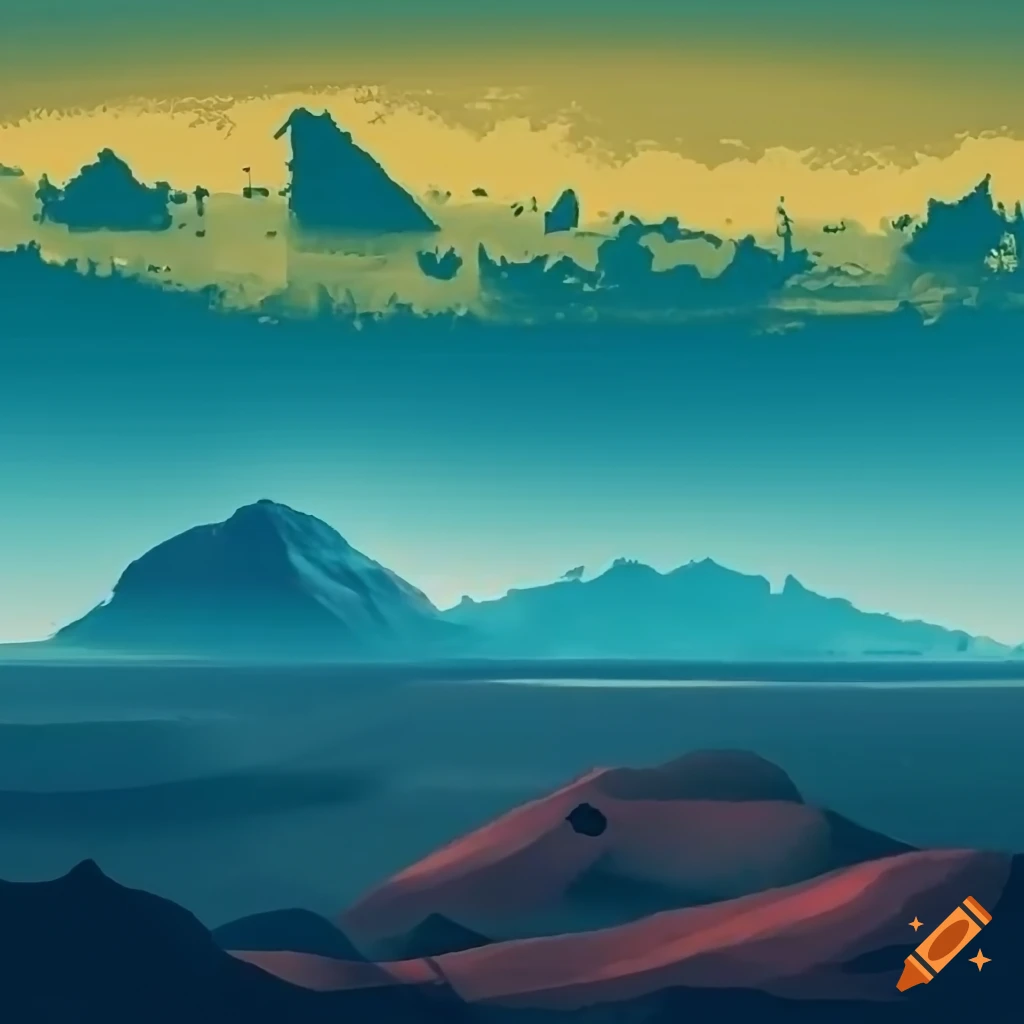 Scenic landscape picture inspired by two random images on Craiyon