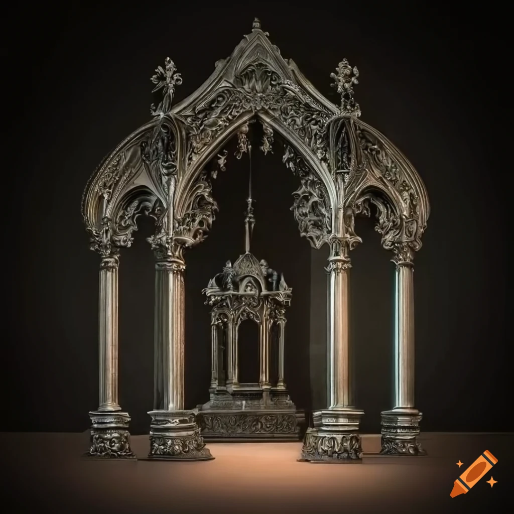 Gothic and rococo architecture in a leafy park on Craiyon