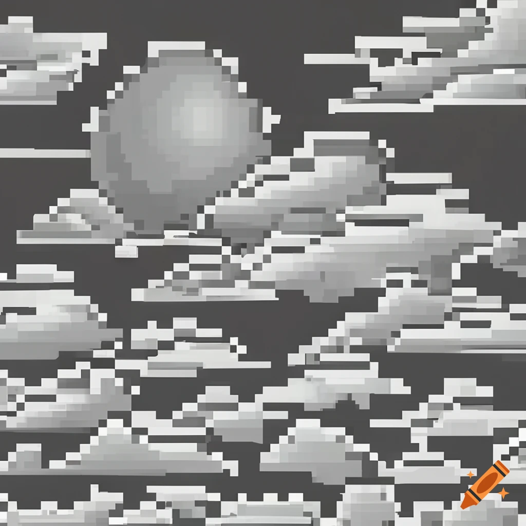 Pixel art of clouds on Craiyon