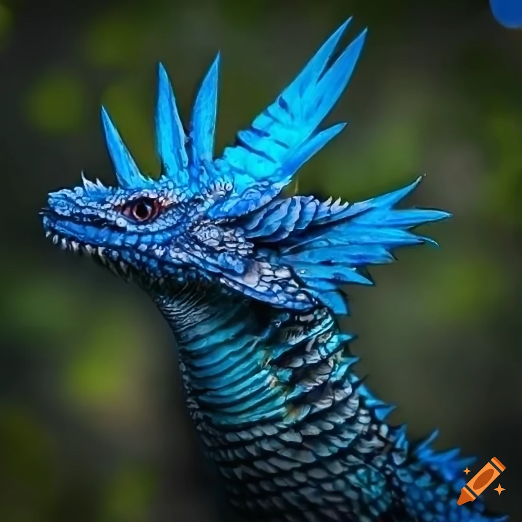 Portrait of a blue dragon on Craiyon
