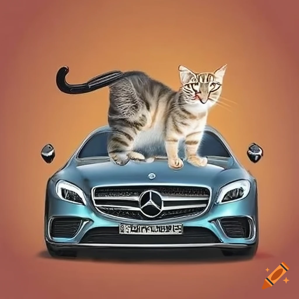 Cats driving a mercedes car on Craiyon