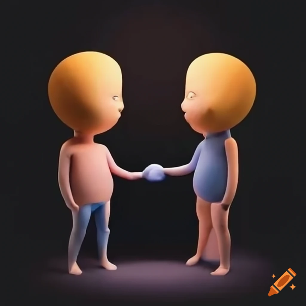 Artistic depiction of two people merging on Craiyon