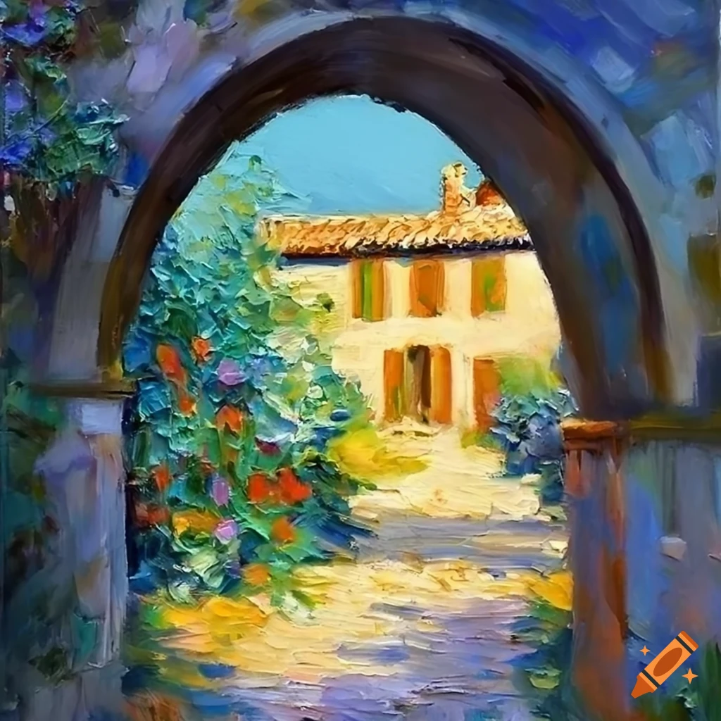 Impressionist oil painting of a small house in Provence on Craiyon