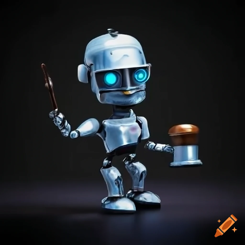 Robot with a judge's gavel on Craiyon