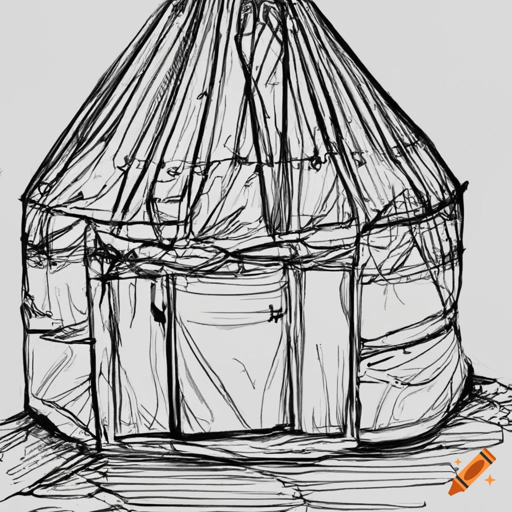 Gray yurt drawing on Craiyon