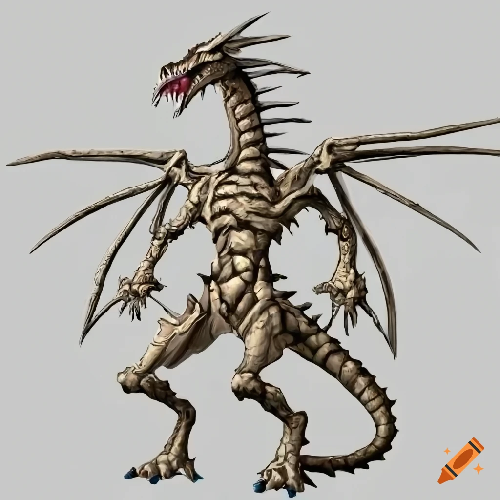 Detailed illustration of a bone dragon on Craiyon