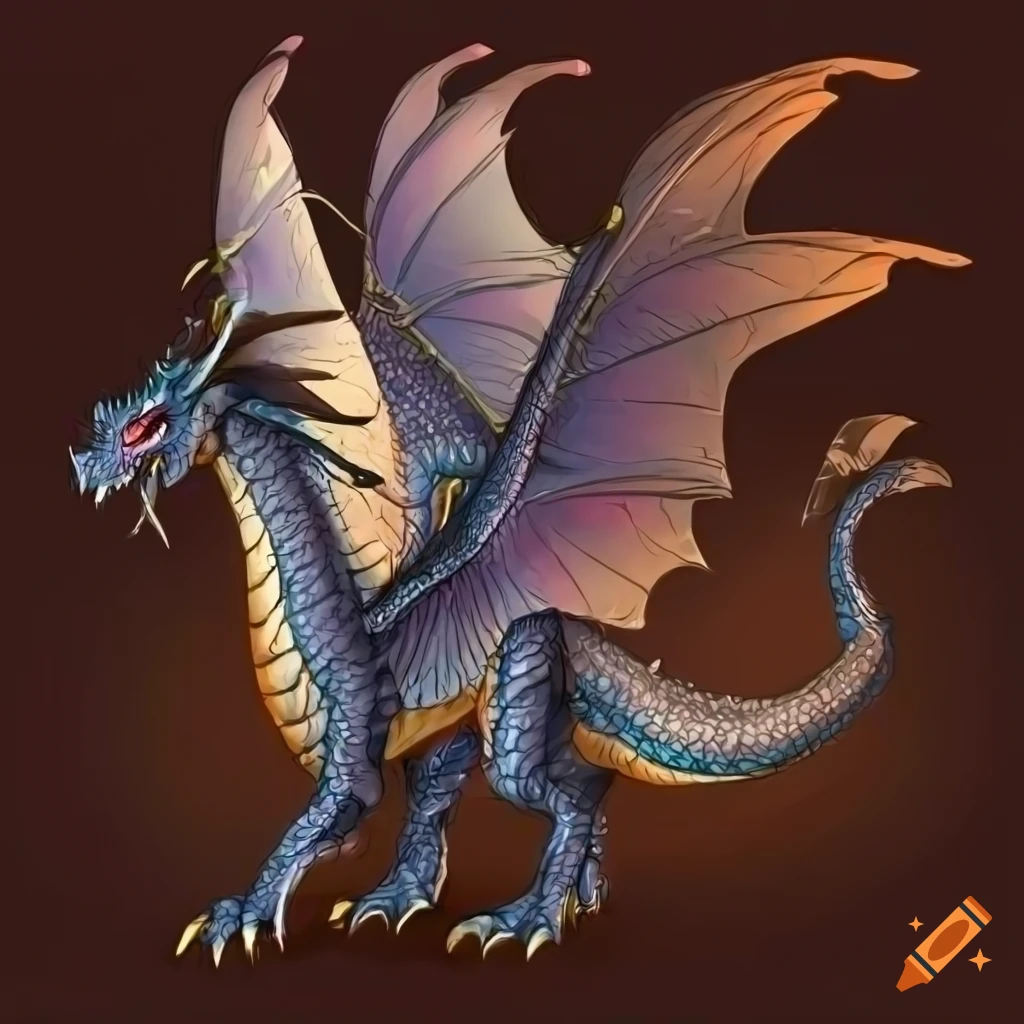 Detailed illustration of a side view dragon on Craiyon