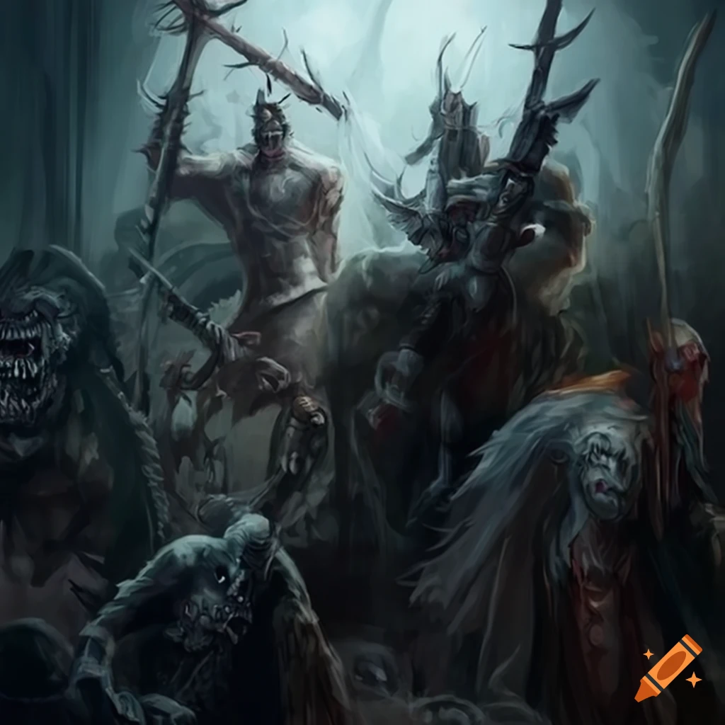 Warriors Fighting Monsters