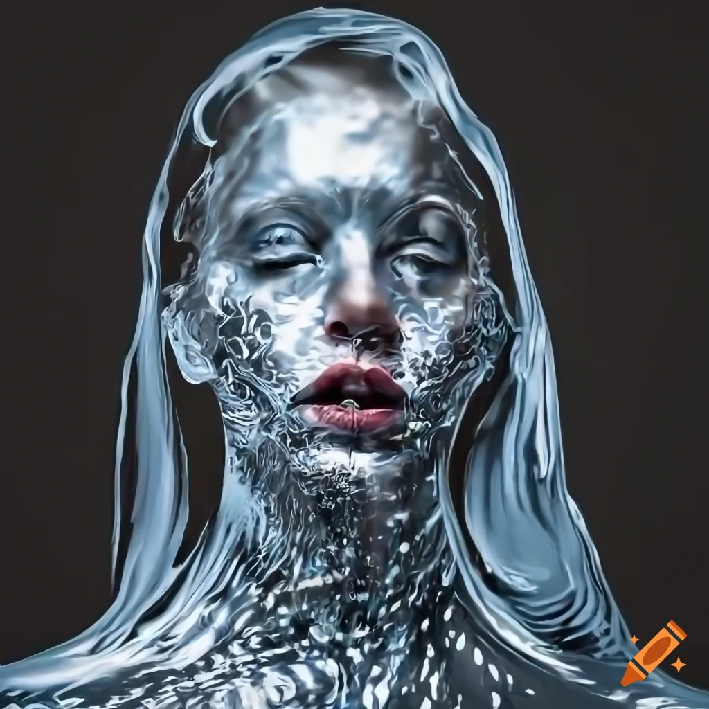 Hyper-realistic illustration of a woman wrapped in silver plastic on ...
