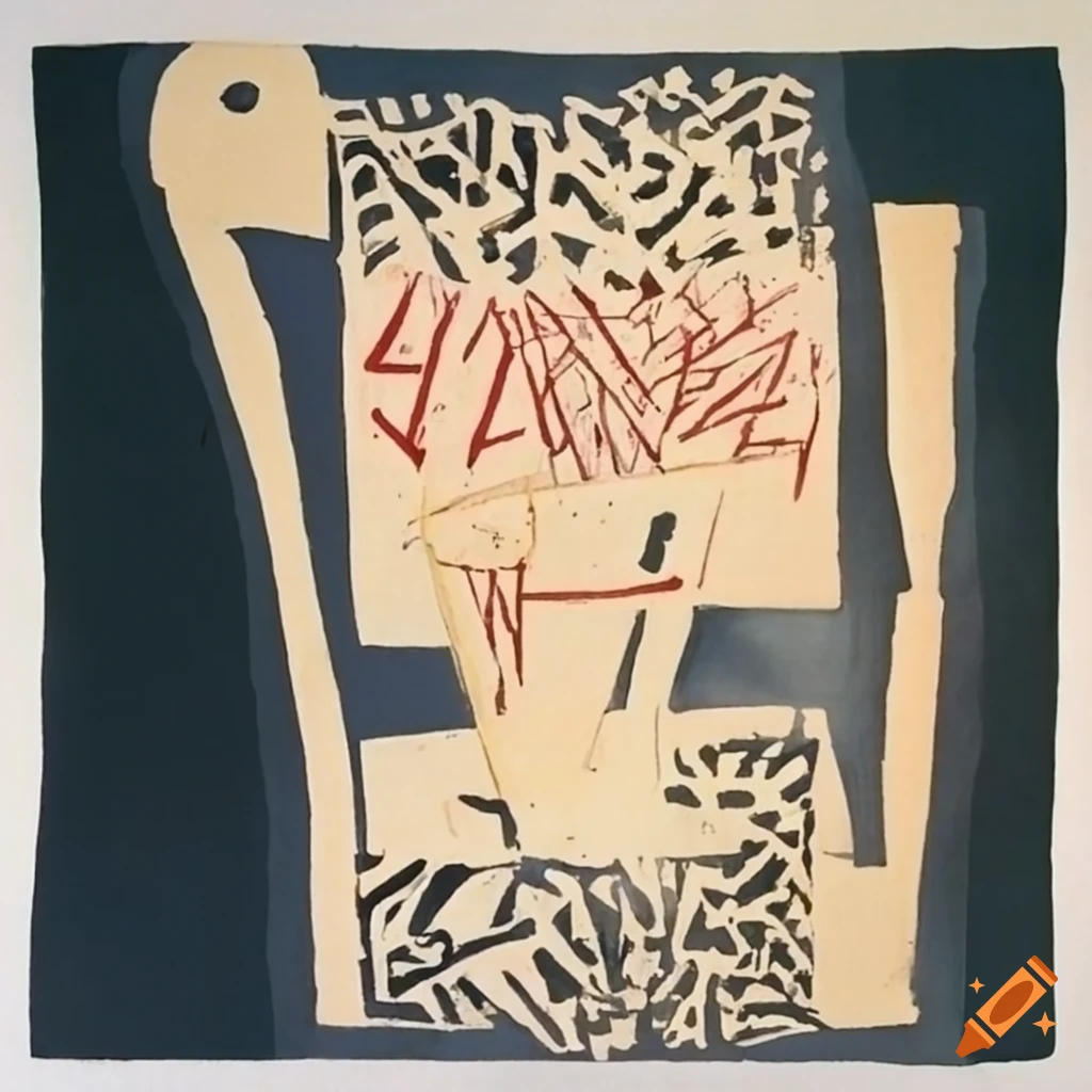 Fusion of oracle bone script with Braque and Hockney art on Craiyon