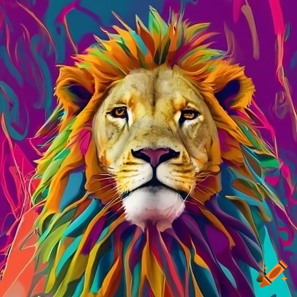 Abstract lion artwork on Craiyon