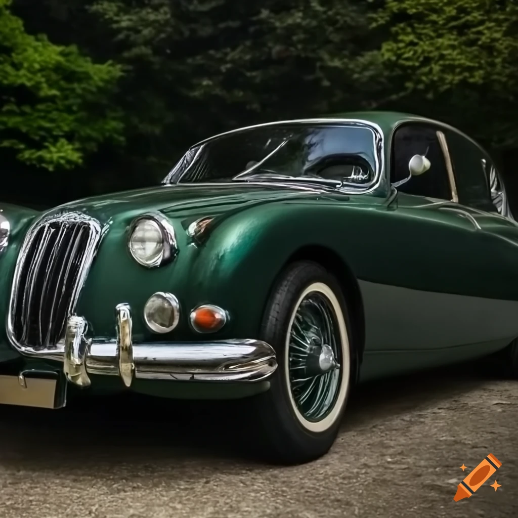 Dark green jaguar mark ii car on Craiyon