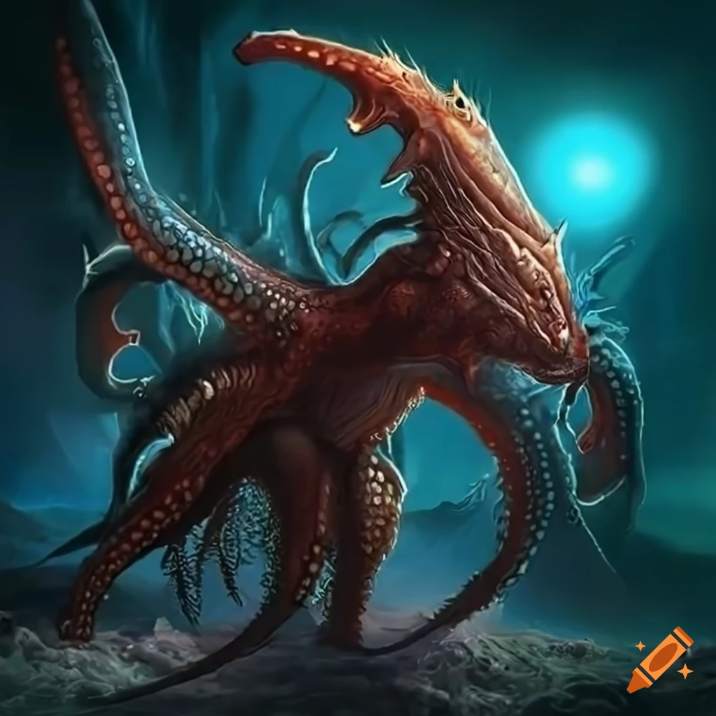 Artwork of a dragon-octopus-nebula hybrid on Craiyon