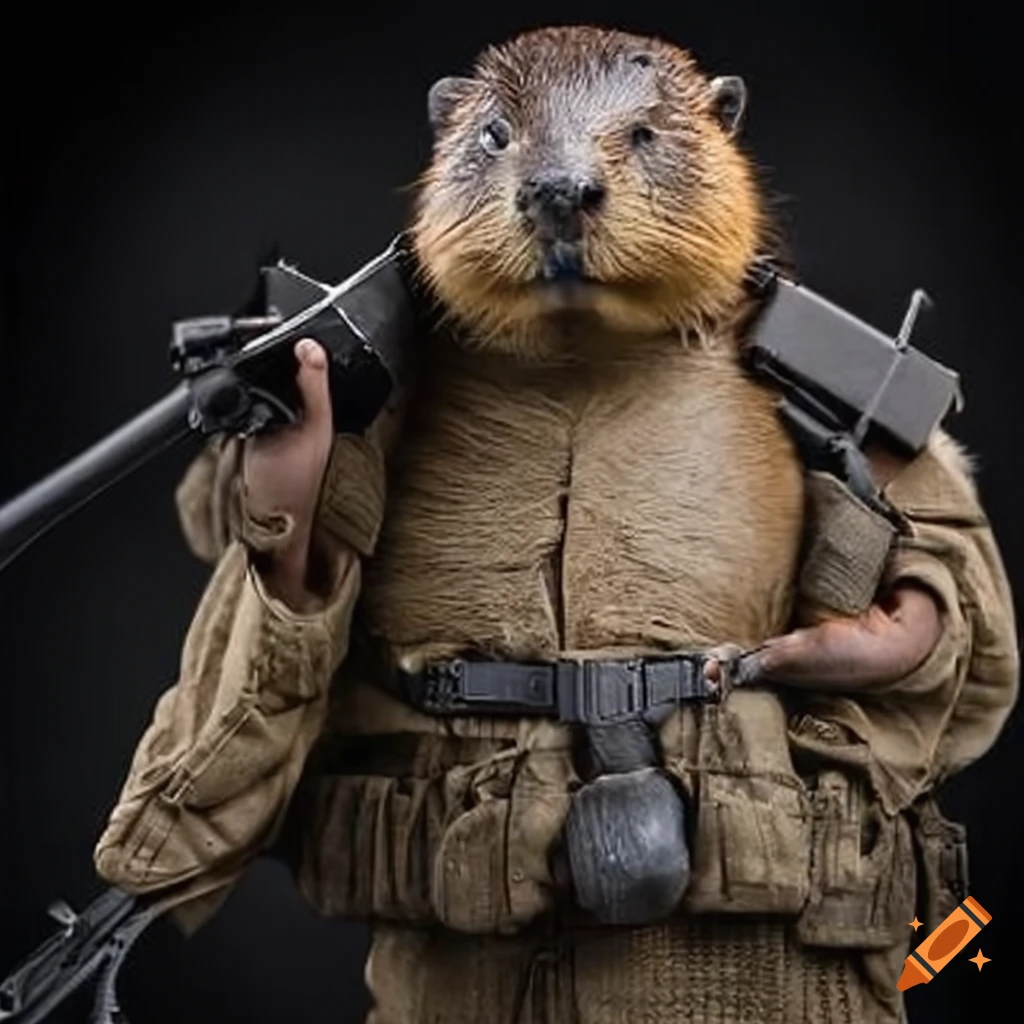 Image of a beaver in a soldier uniform on Craiyon