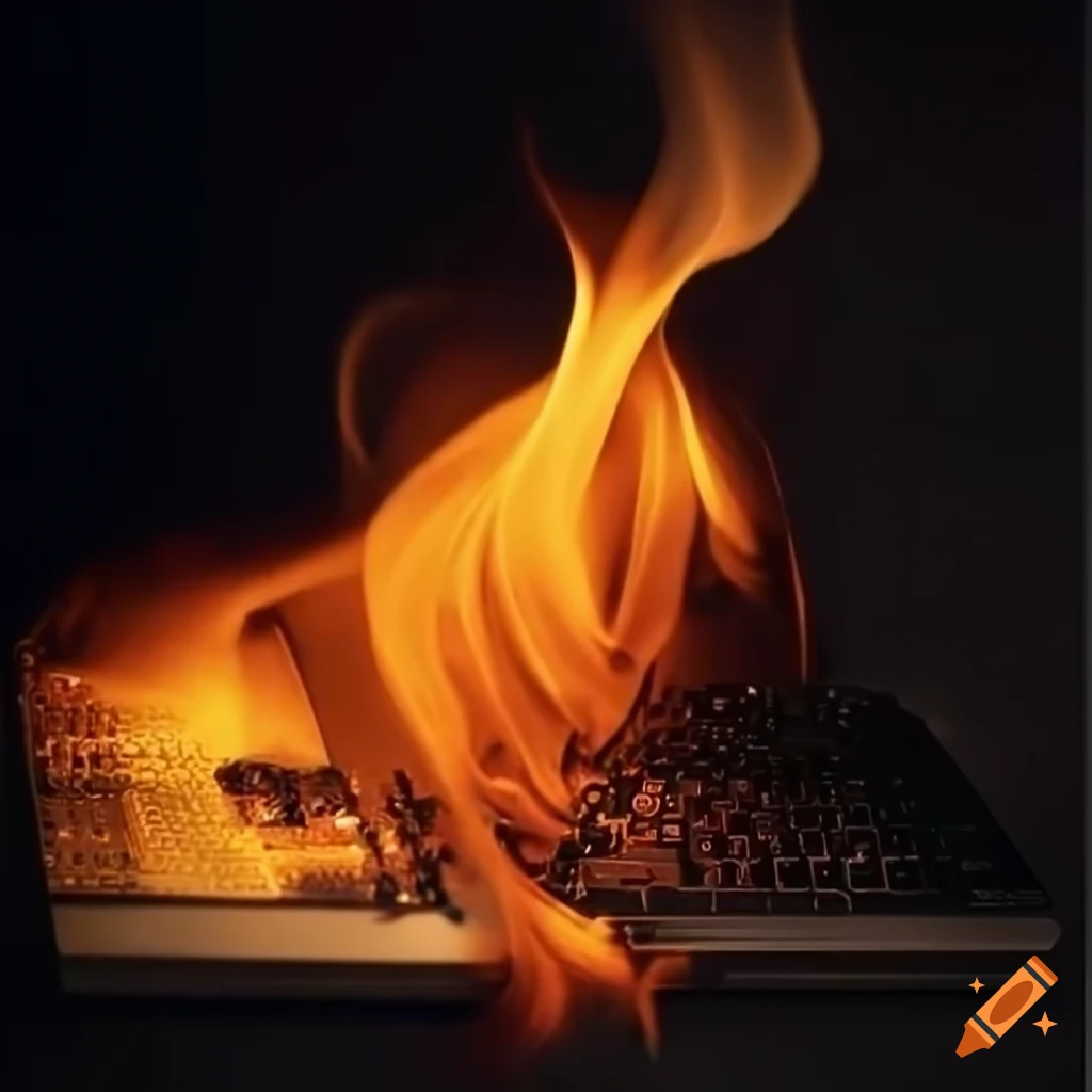Burning computer keyboard on Craiyon