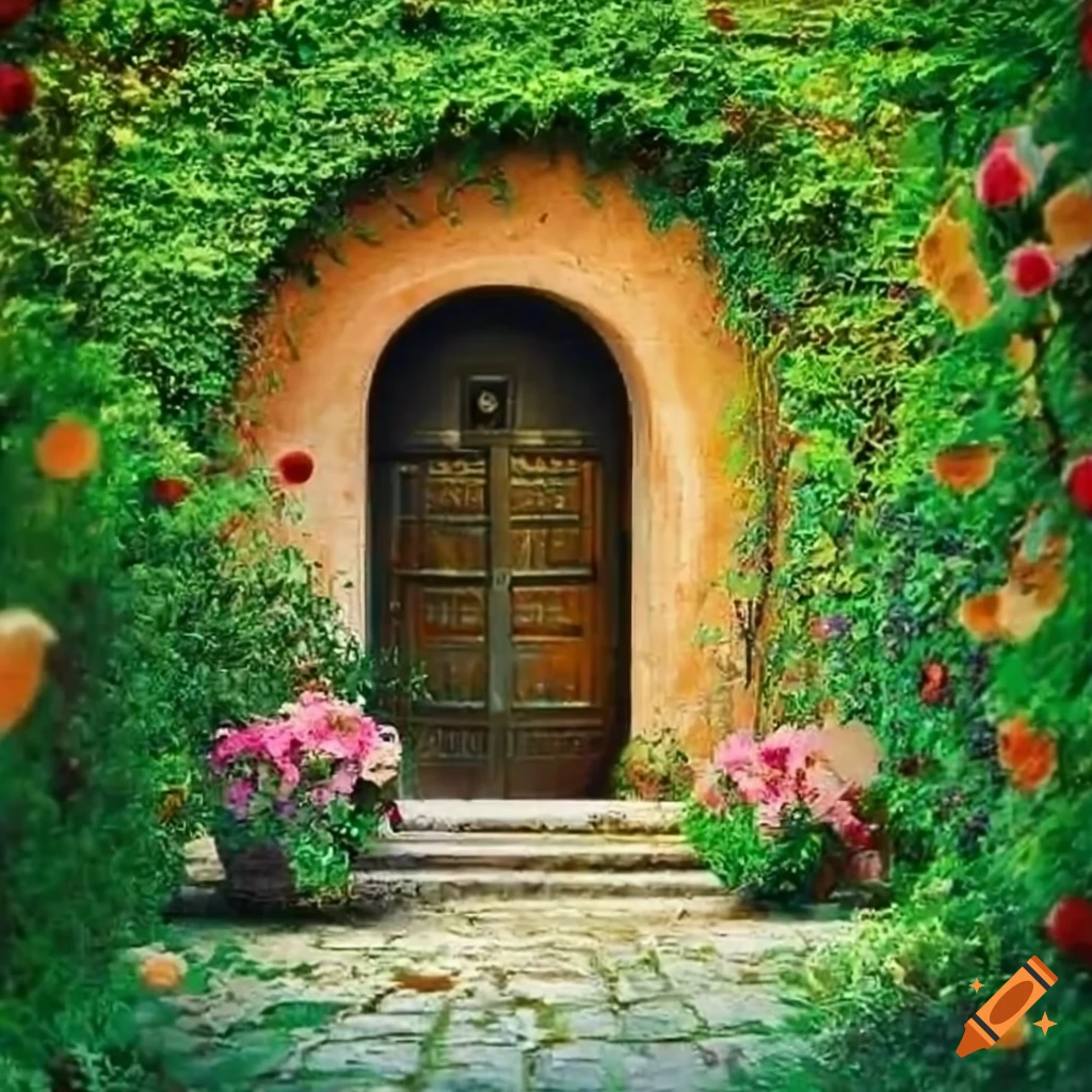 Italian house with a charming courtyard and flower-filled archway on ...
