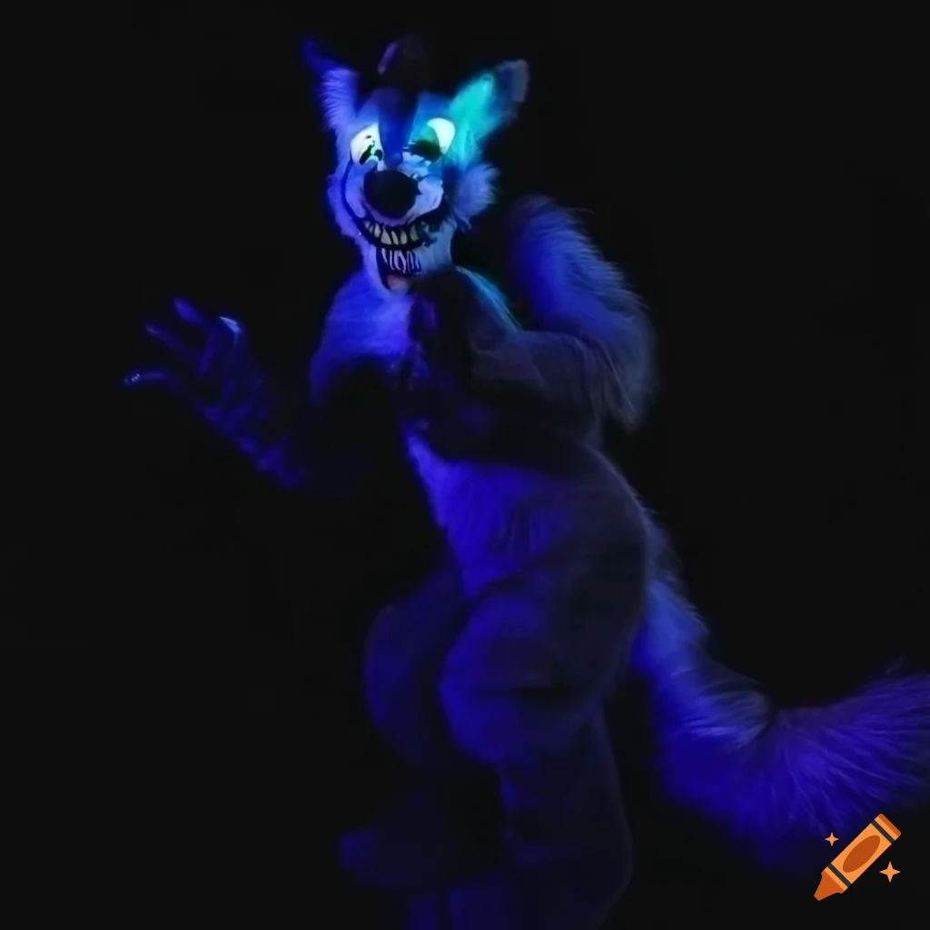Scary fursuit with glowing eyes on Craiyon