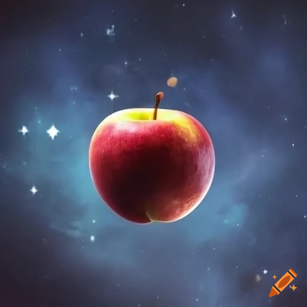 Concept art of an apple in space on Craiyon