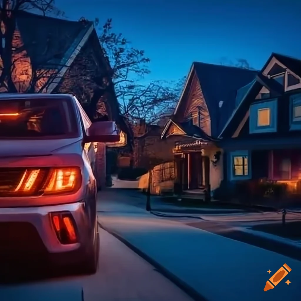 Image of a car courier making a delivery in a cozy residential ...