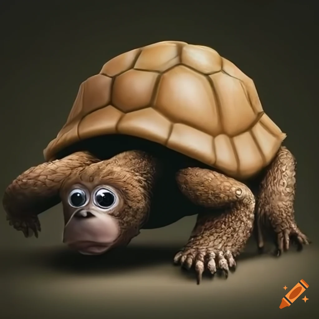 Artistic representation of a turtle-monkey hybrid on Craiyon
