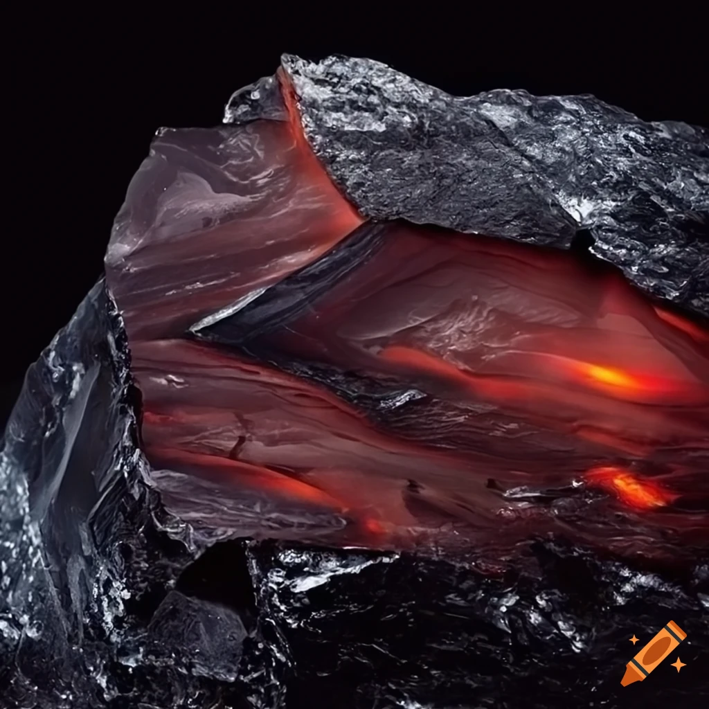 Glowing obsidian rock on Craiyon