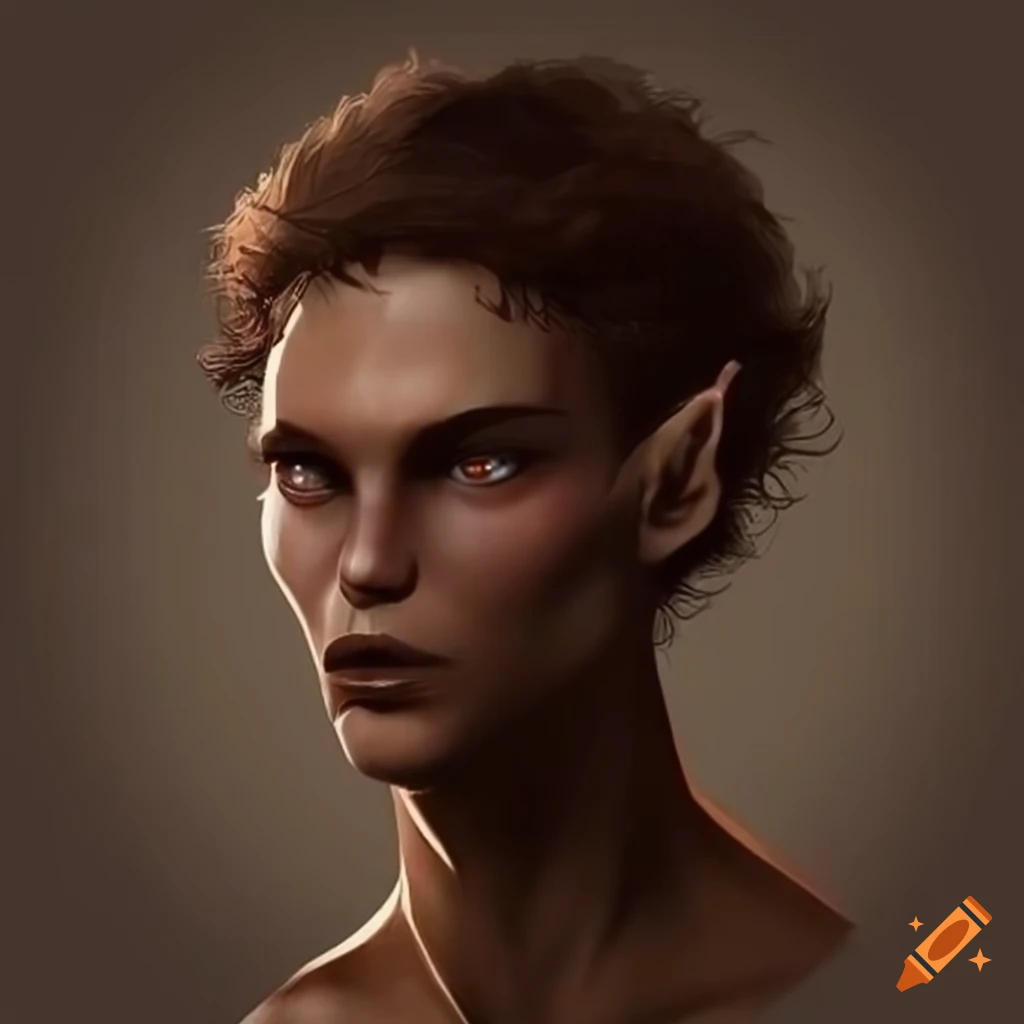 Illustration of an alien humanoid man with pointy ears on Craiyon