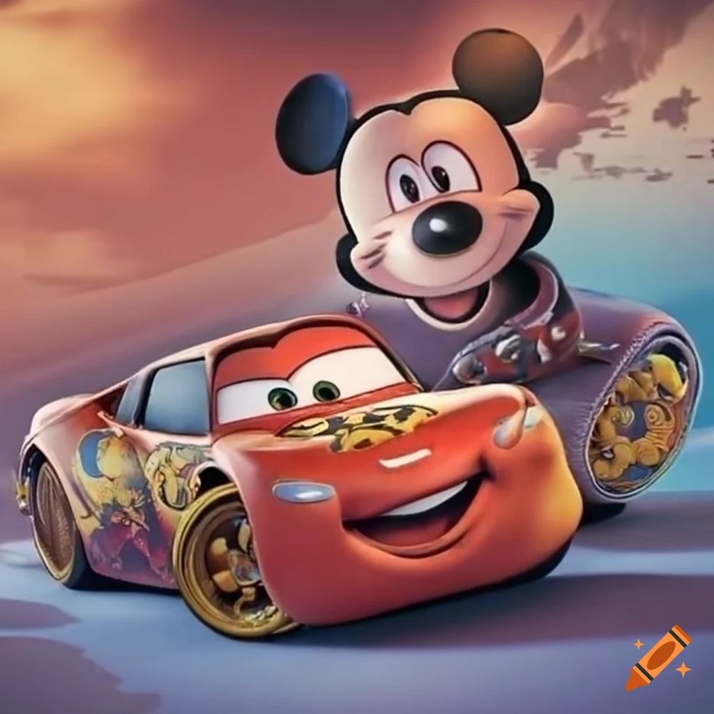 Mickey mouse and cars illustration on Craiyon