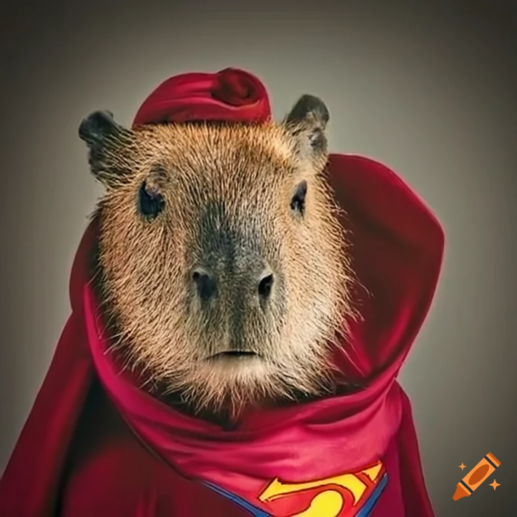 Capybara dressed as superman on Craiyon
