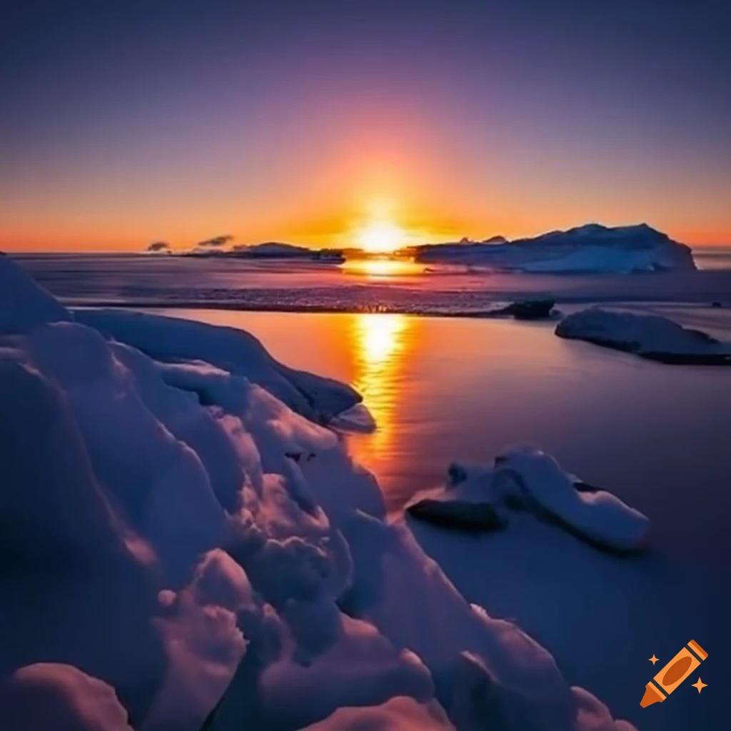 Sunset over antarctica on Craiyon