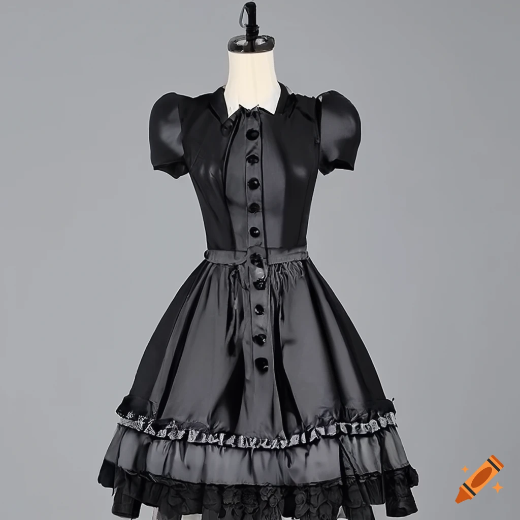 Goth lolita dress displayed on a mannequin on Craiyon