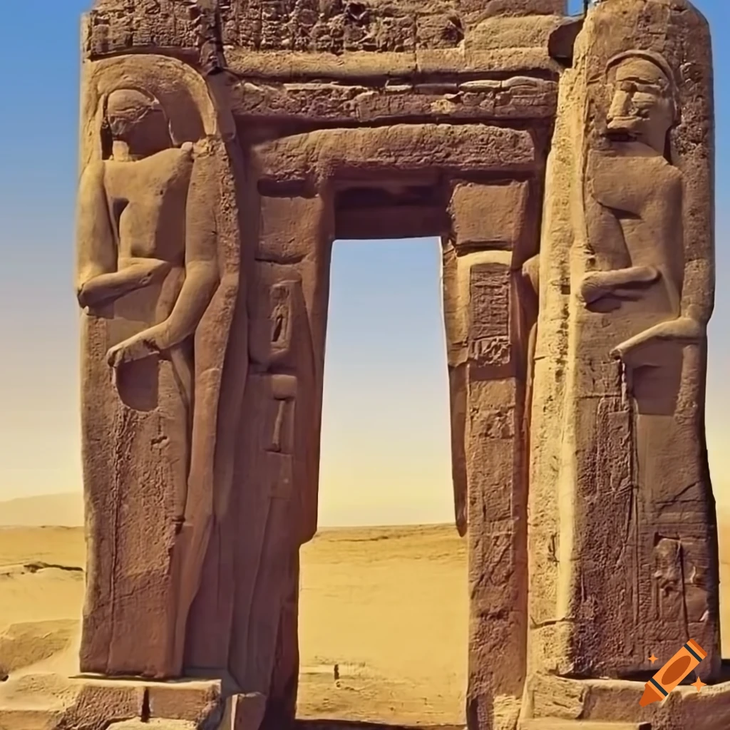 Megalithic ancient doors in Naos, Egypt on Craiyon