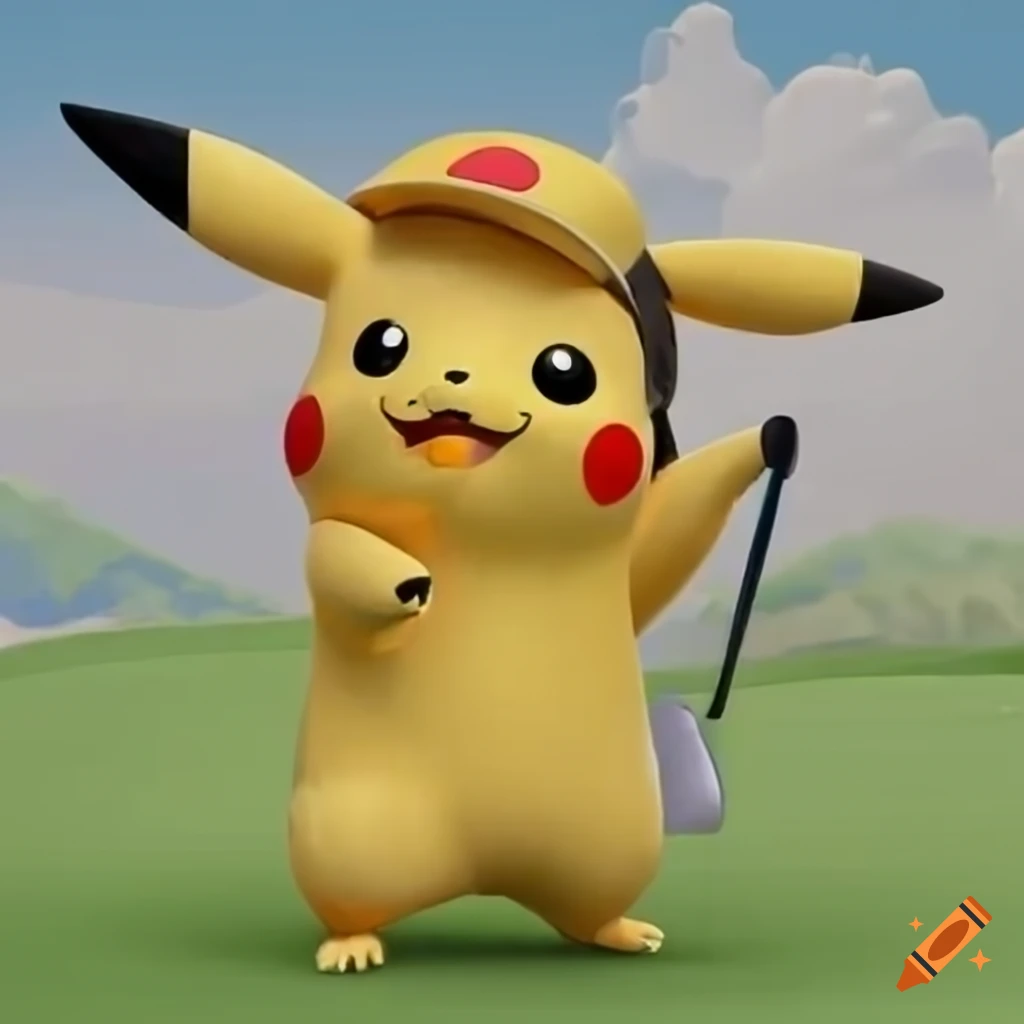 Pikachu playing golf on Craiyon