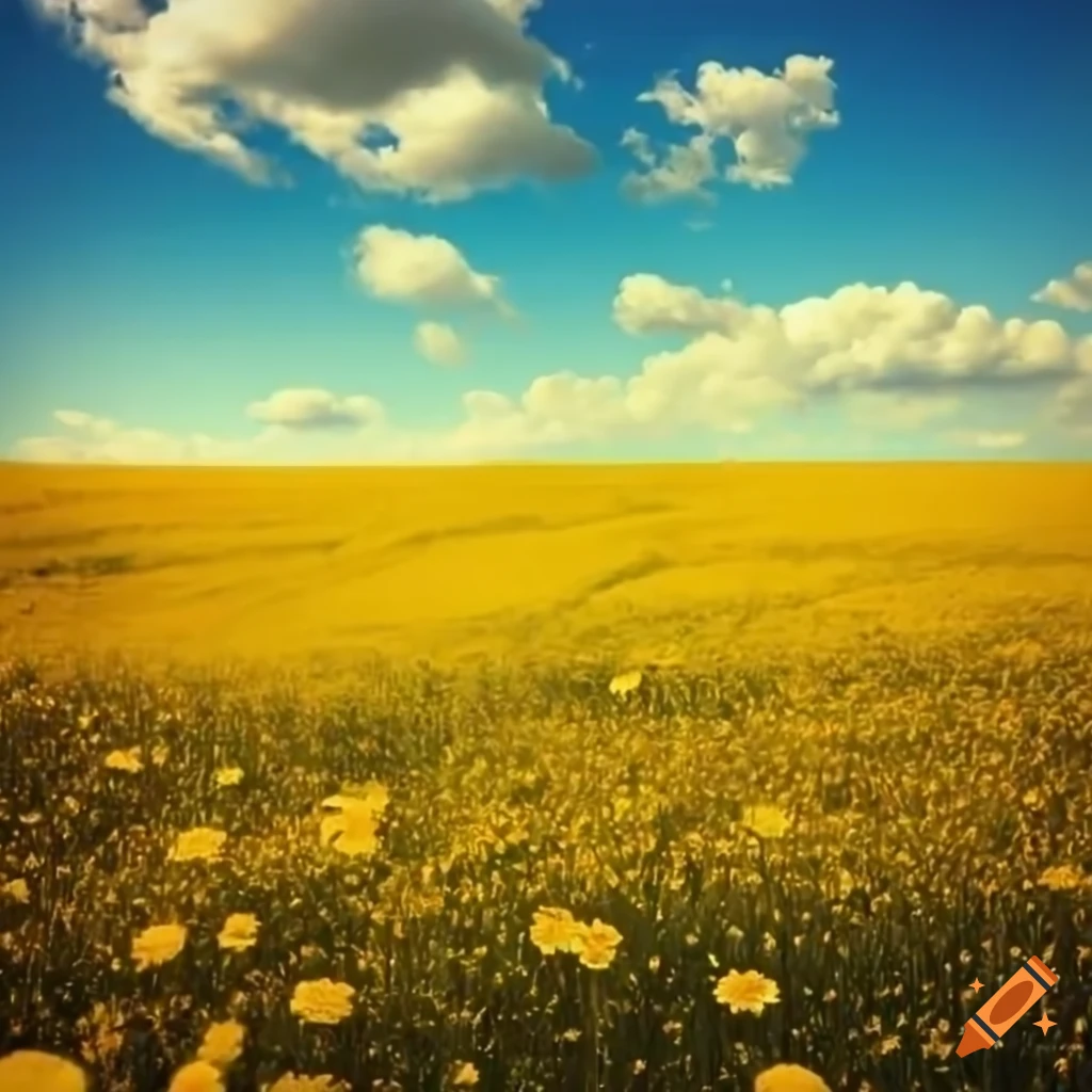 Renaissance-style painting of daisies in a yellow field on Craiyon