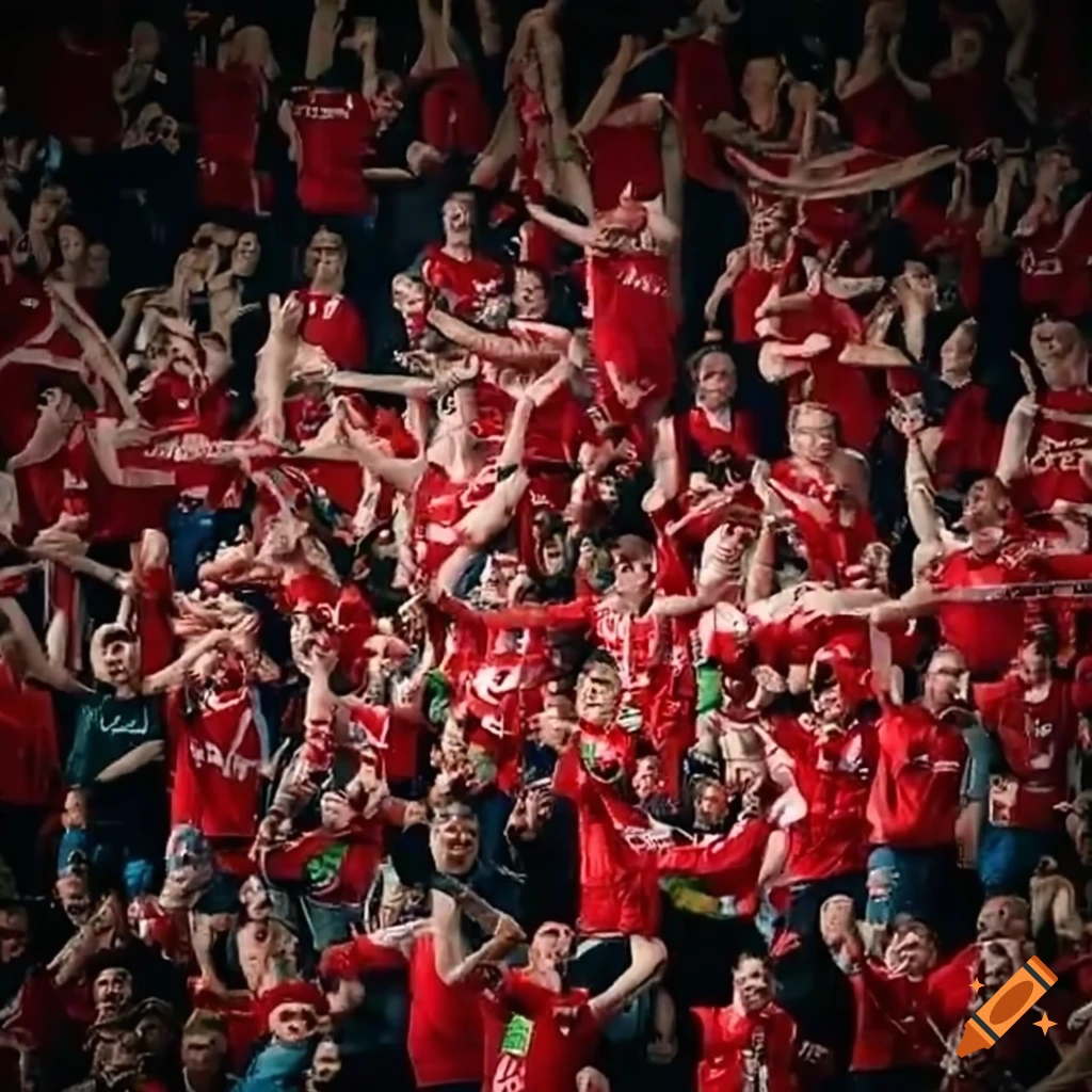 Celebrating Wrexham FC fans after a goal on Craiyon